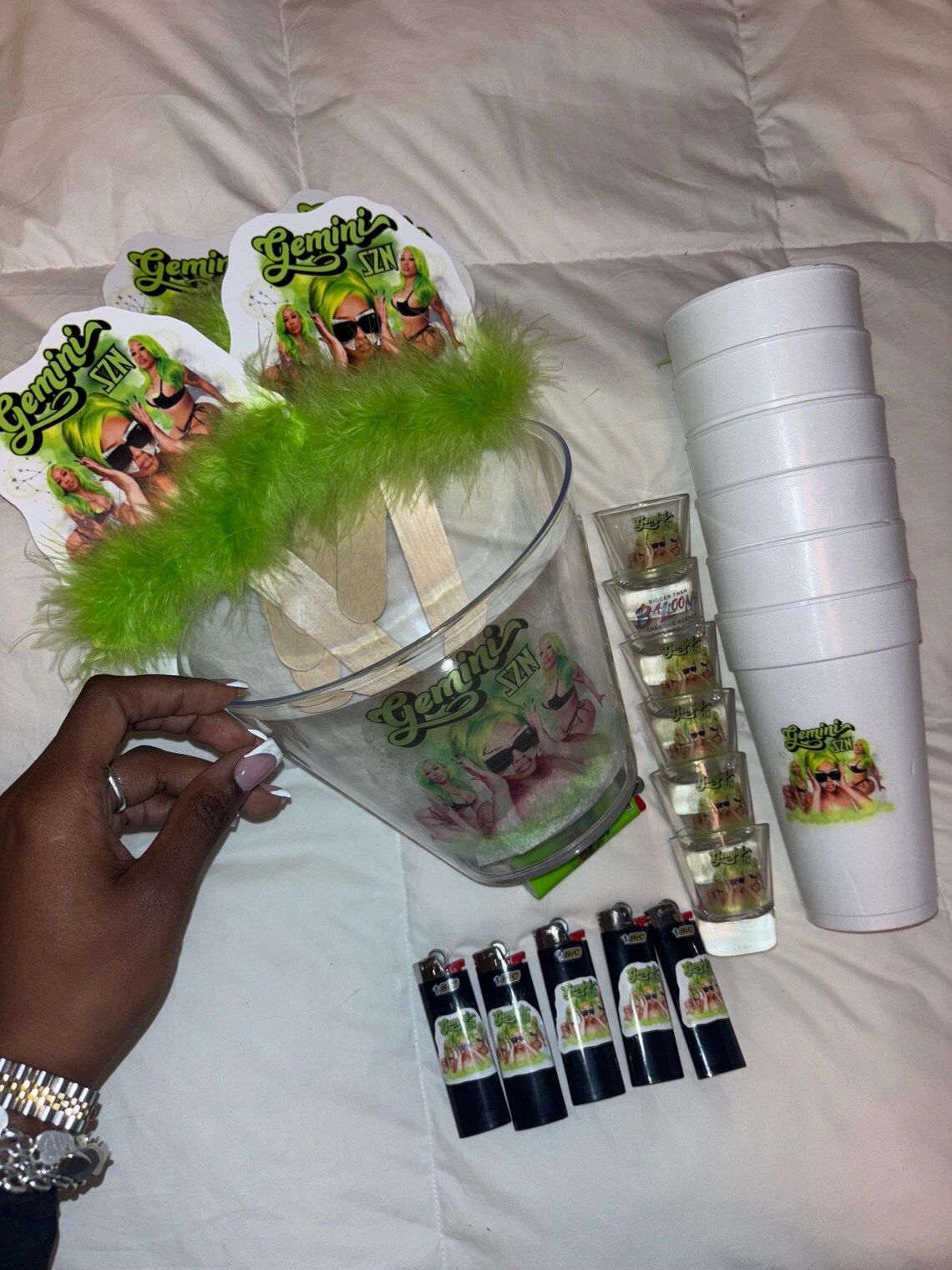 Party Bucket 10 Custom 20oz Styrofoam Cups 5 Custom Lighters Custom 5 ...
