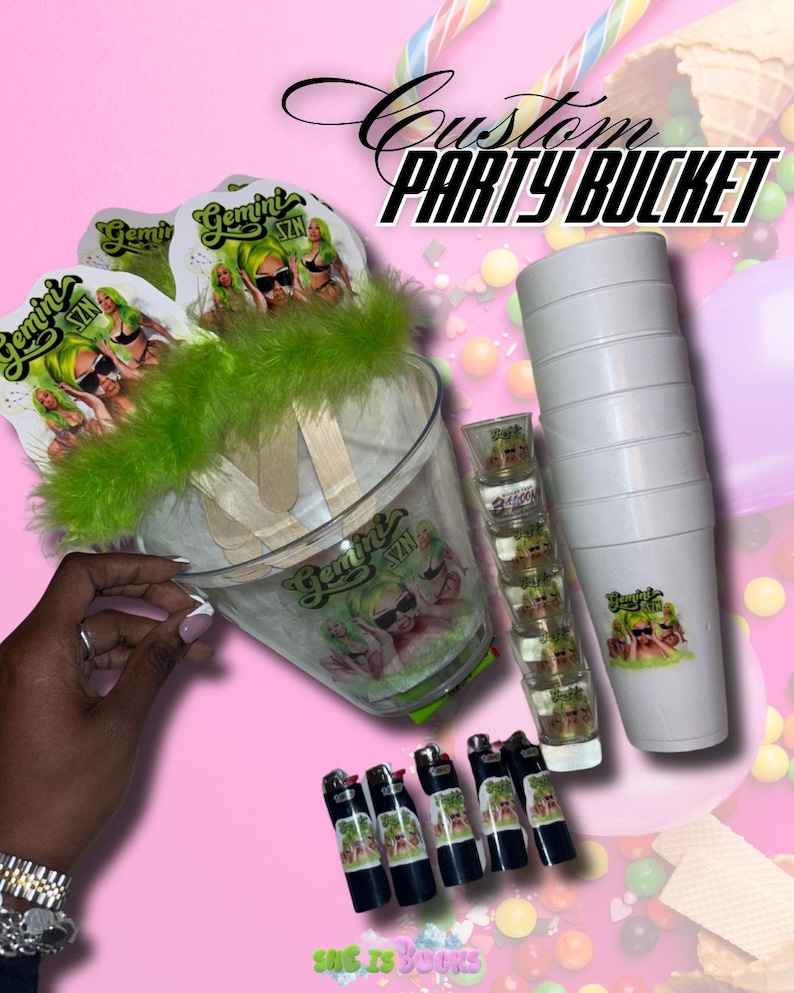 Party Bucket 10 Custom 20oz Styrofoam Cups 5 Custom Lighters Custom 5 ...