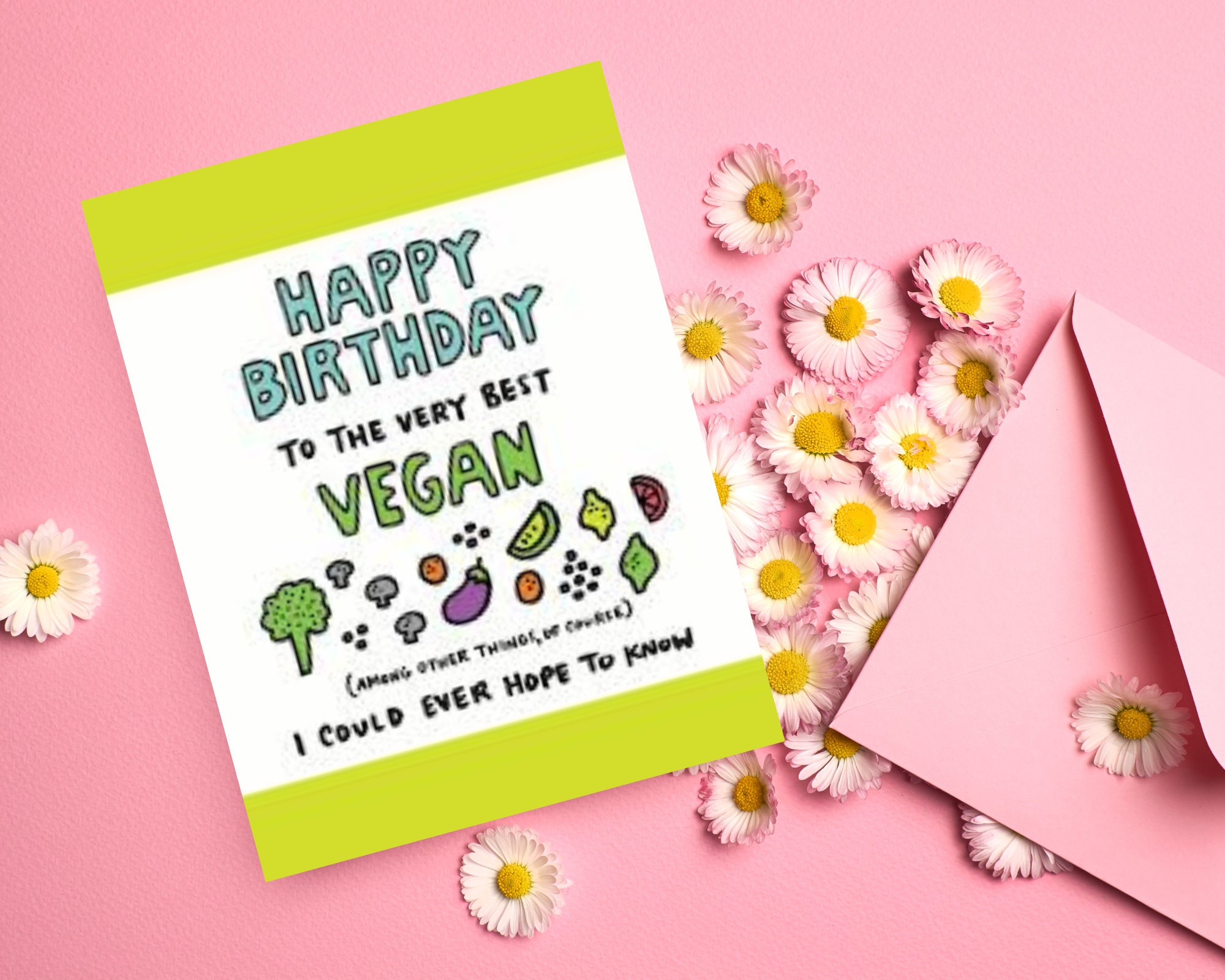 Happy Birthday Card, Vegan Birthday Card, Cute Birthday Card, Funny ...