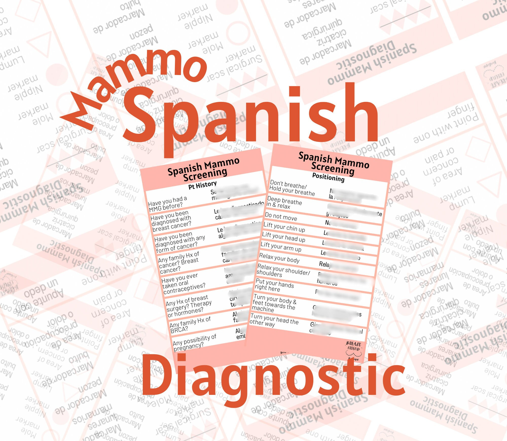 Spanish Diagnostic Mammography Badge Card: Mammo Reference - Etsy