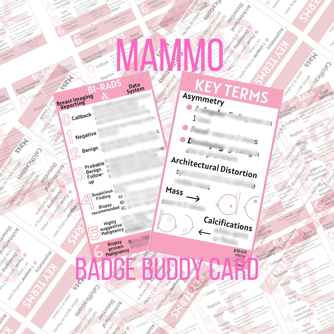Mammography BIRADS Badge Card: Radiology Reference - Etsy