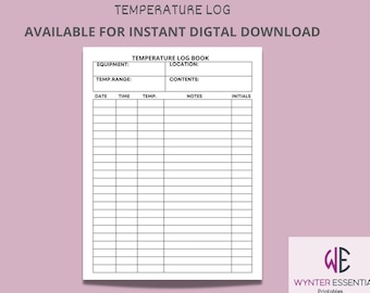 Temperature and Fever Log Fever Tracker Fever Chart - Etsy