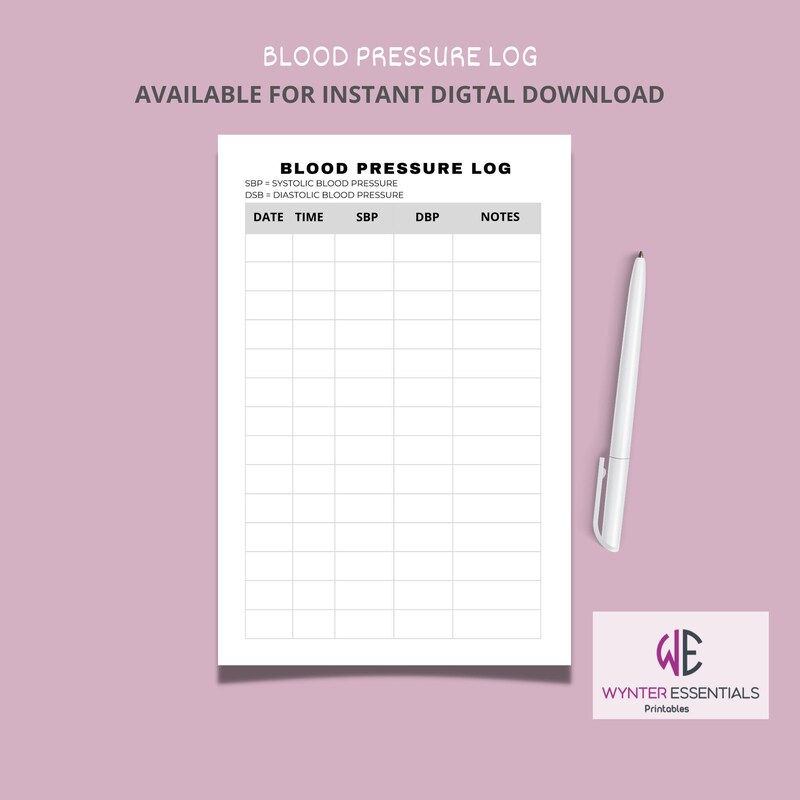 Blood Presurre Log Sheet Free - Etsy