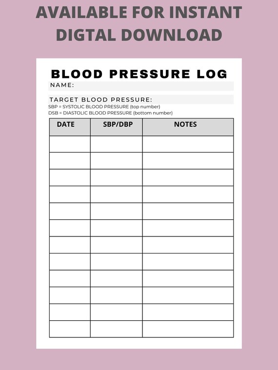 Blood Pressure Tracker Printable Blood Pressure Chart Template Blood Blood Pressure Tracker Printable Blood Pressure Chart Template Blood