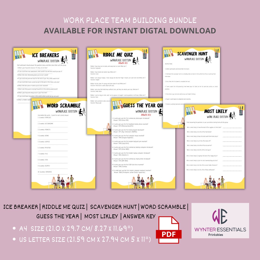 Workplace Team Building Printable Kit, Teamwork Exercises, Office ...