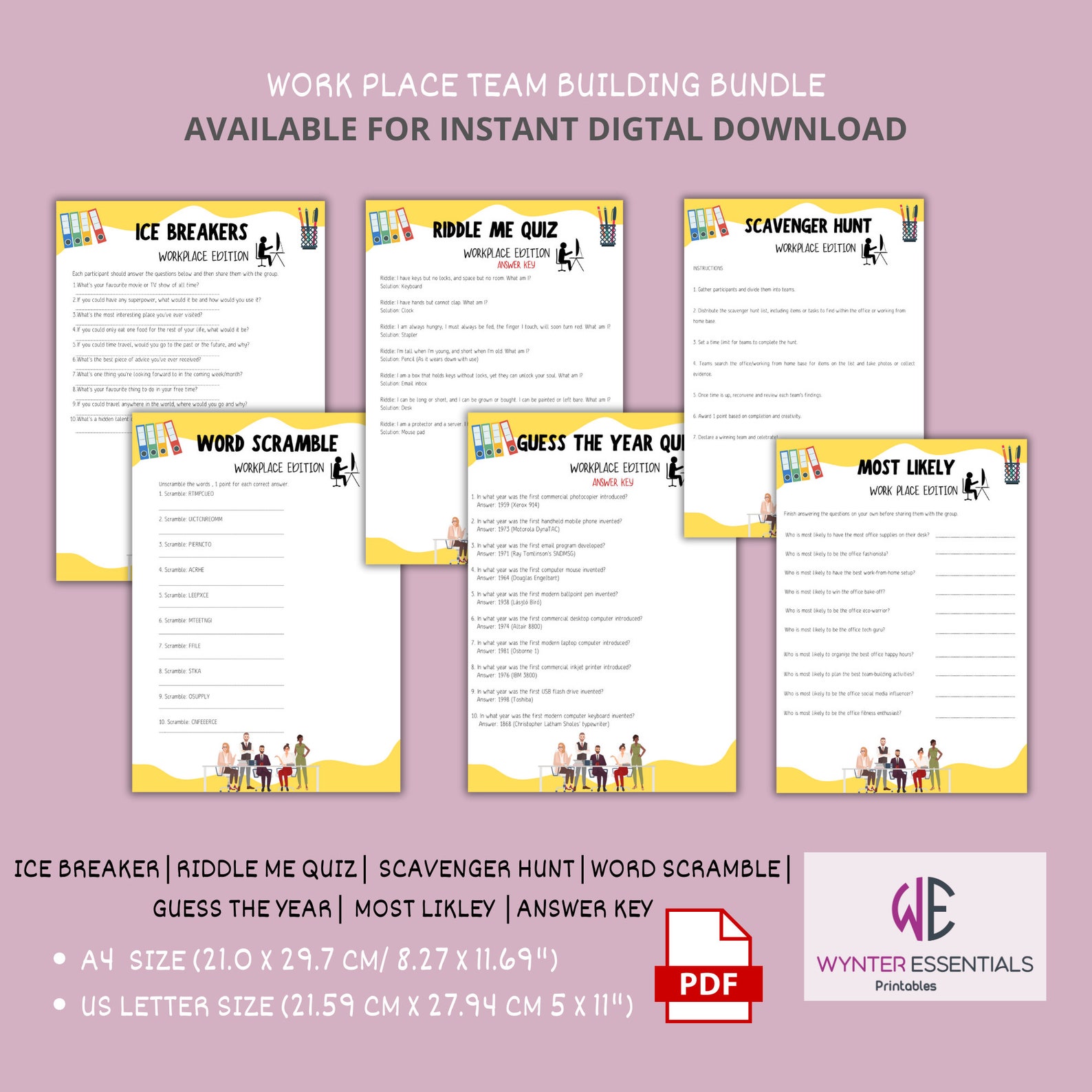 Workplace Team Building Printable Kit, Teamwork Exercises, Office ...