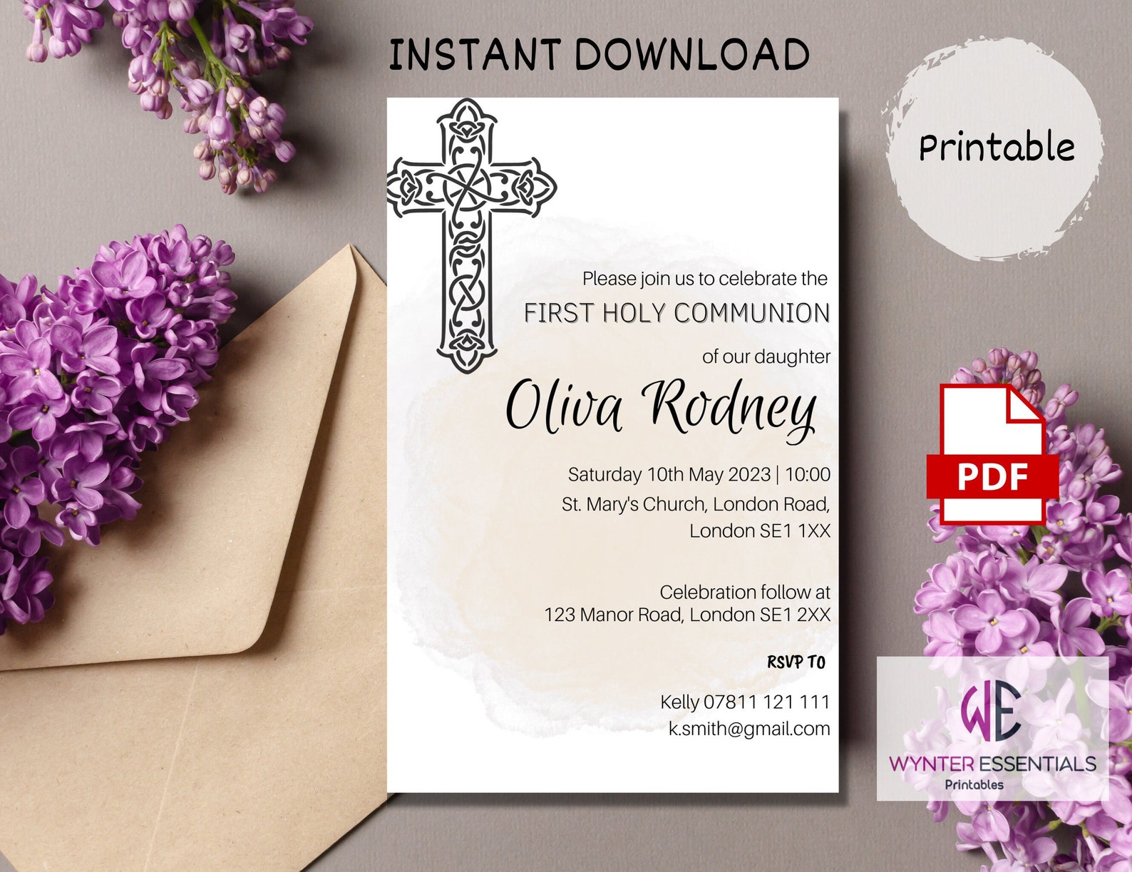 First Holy Communion Invitation First Holy Communion Invite Holy ...