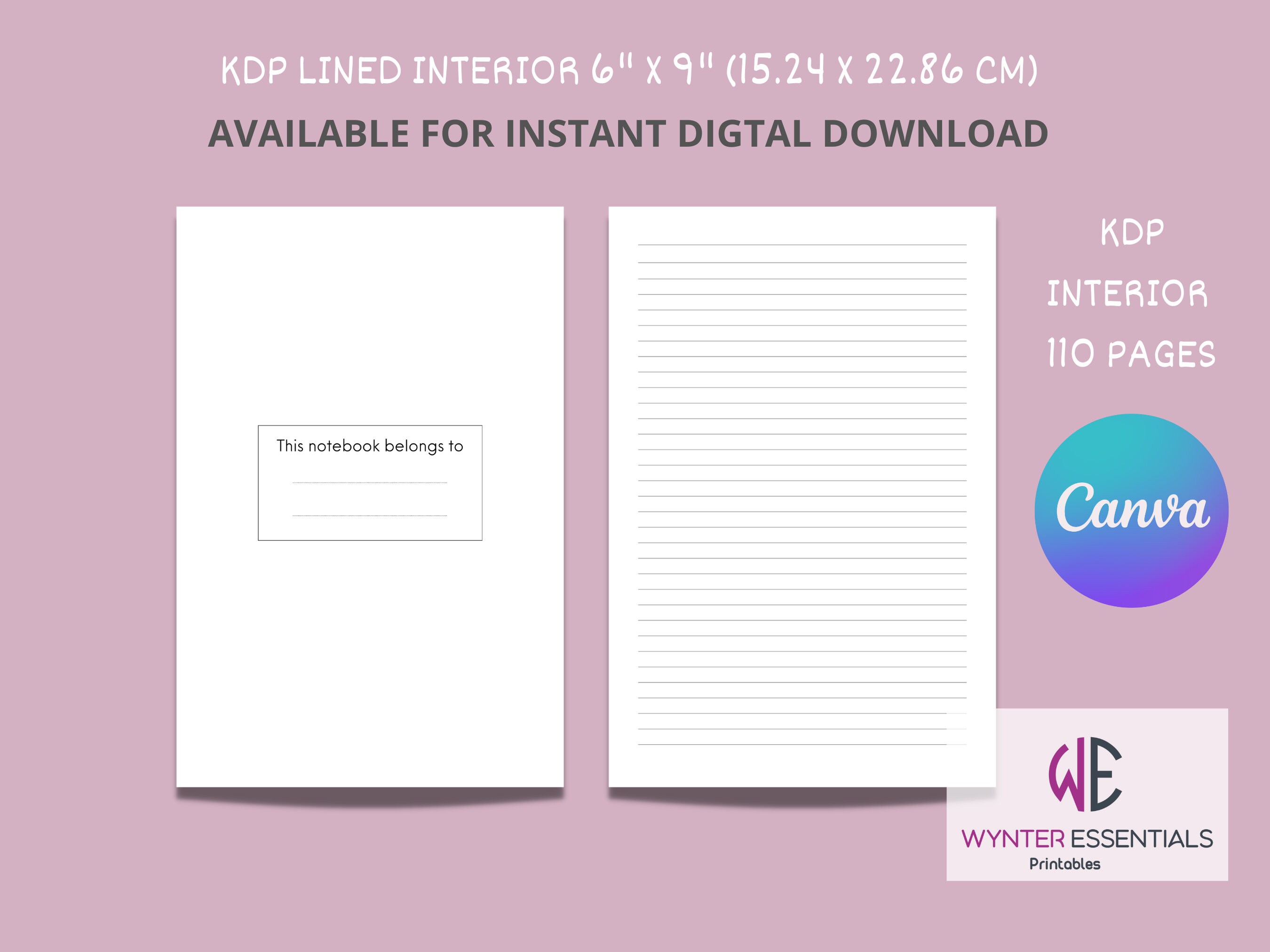 KDP Lined Interior Paper, 6 X 9 15.24 X 22.86 Cm, KDP Lined Paper Low ...