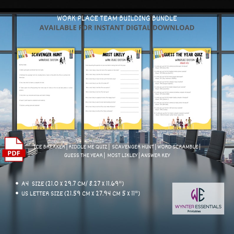 Workplace Team Building Printable Kit, Teamwork Exercises, Office ...