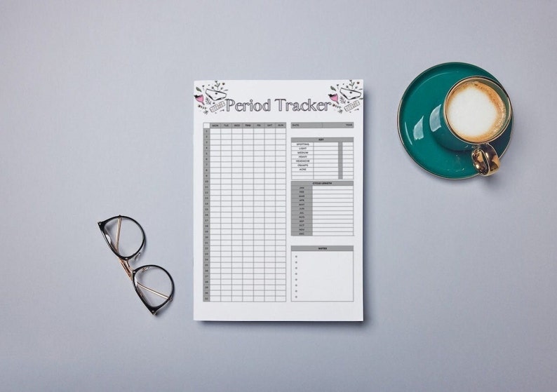 Period Tracker Printable Monthly Menstrual Cycle PMS Tracker Symptom Tracker Instant Download ...