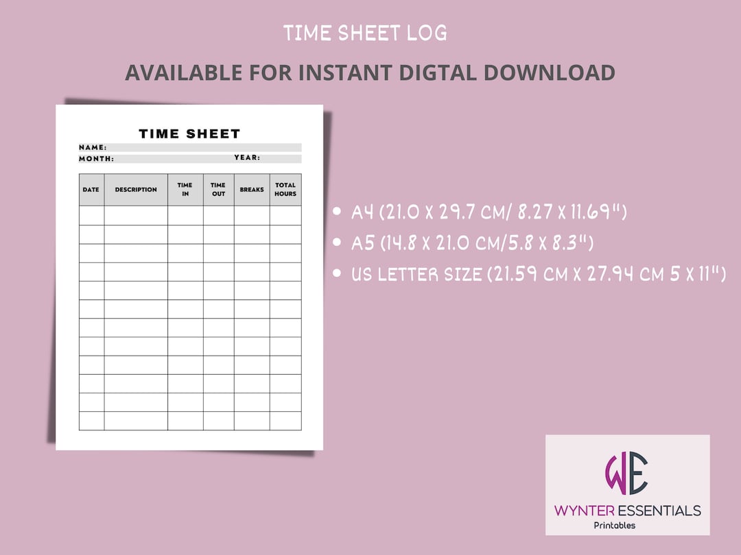 Time Sheet Template Time Sheet Log Employee Working Hours Employee Time ...