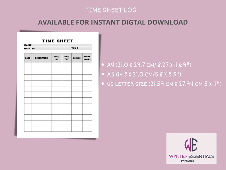 Time Sheet Template Time Sheet Log Employee Working Hours Employee Time ...