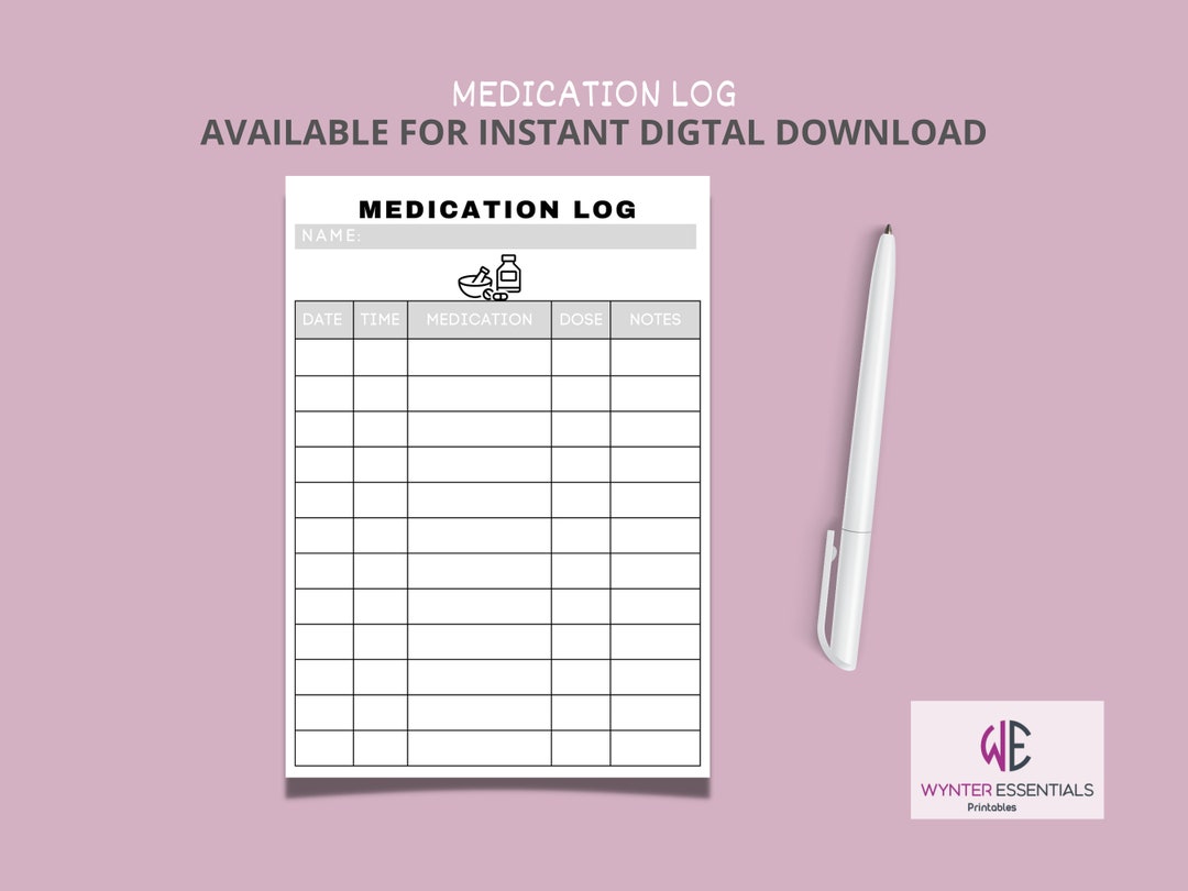 Medicaiton Log Prescription Log Sheet Medication Tracker Sheet ...
