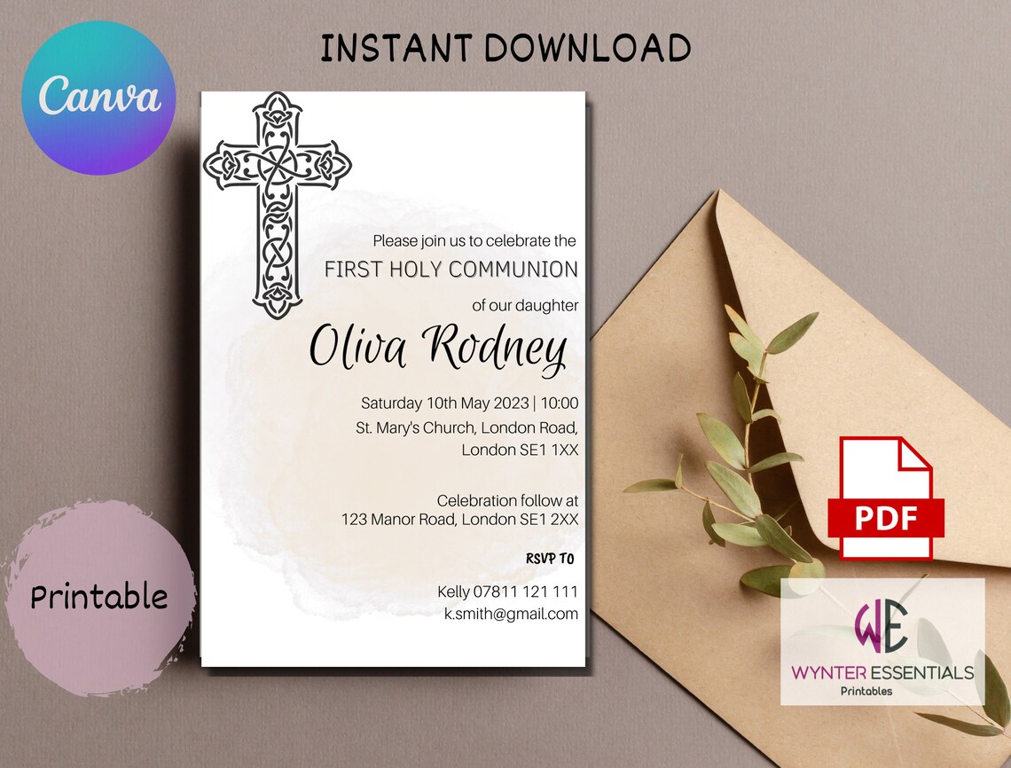 First Holy Communion Invitation First Holy Communion Invite Holy ...