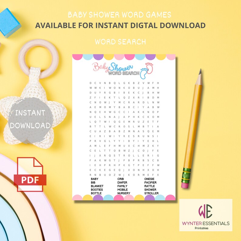 Baby Shower Word Games, Printable Party Activity (digital Download) - Etsy