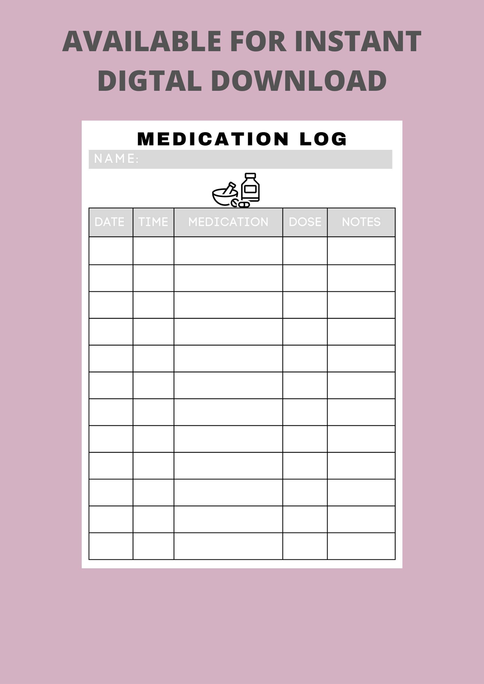 Medicaiton Log Prescription Log Sheet Medication Tracker Sheet ...