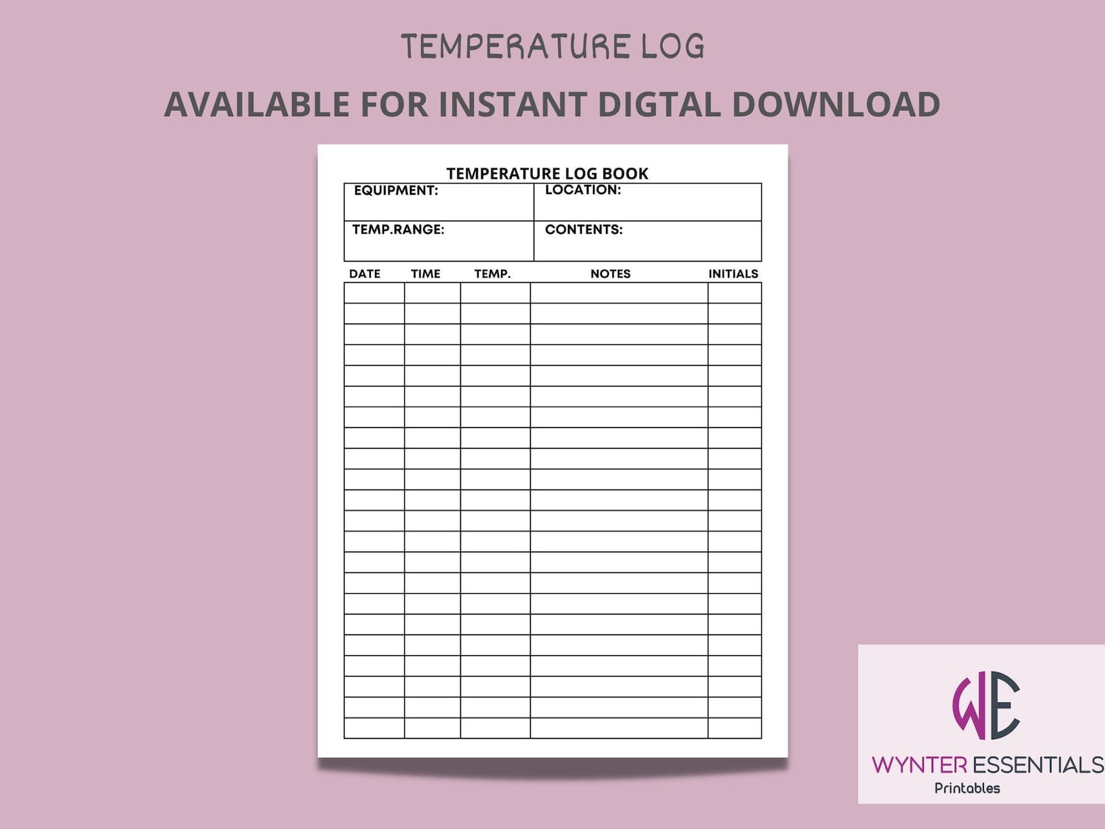 Temperature Log Daily Refrigerator Printable Temperature - Etsy