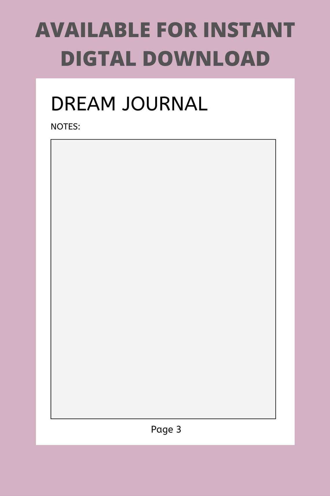 Dream Journal Printable Instant PDF Download A4, A5 & US Letter - Etsy