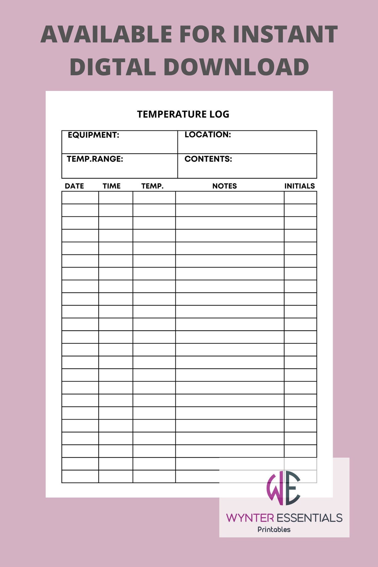 Temperature Log Daily Refrigerator Printable Temperature - Etsy