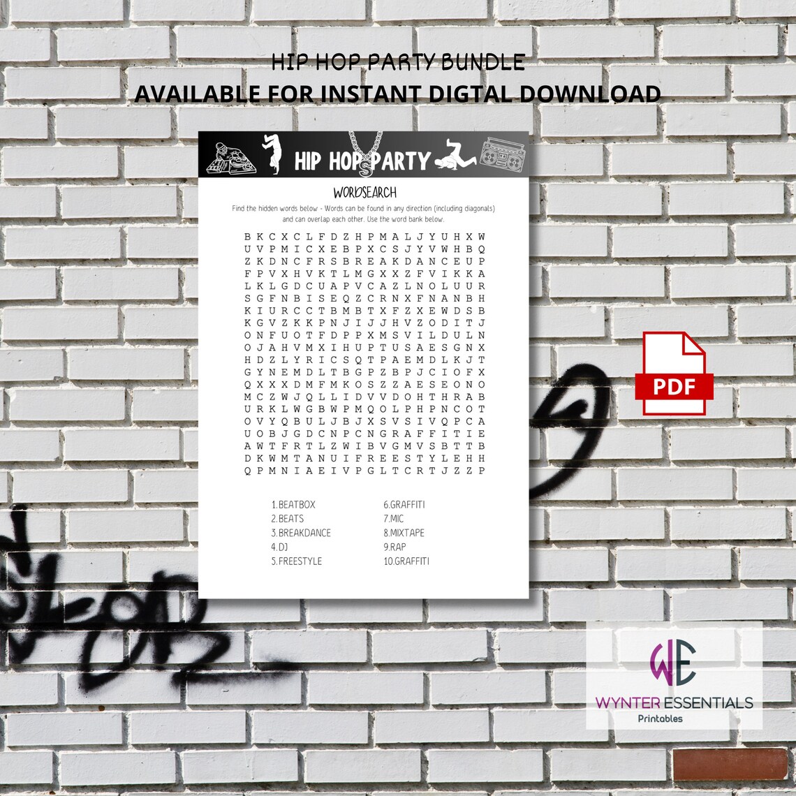 Hip Hop Party Game Printable PDF, Music Themed Game, Instant Download ...