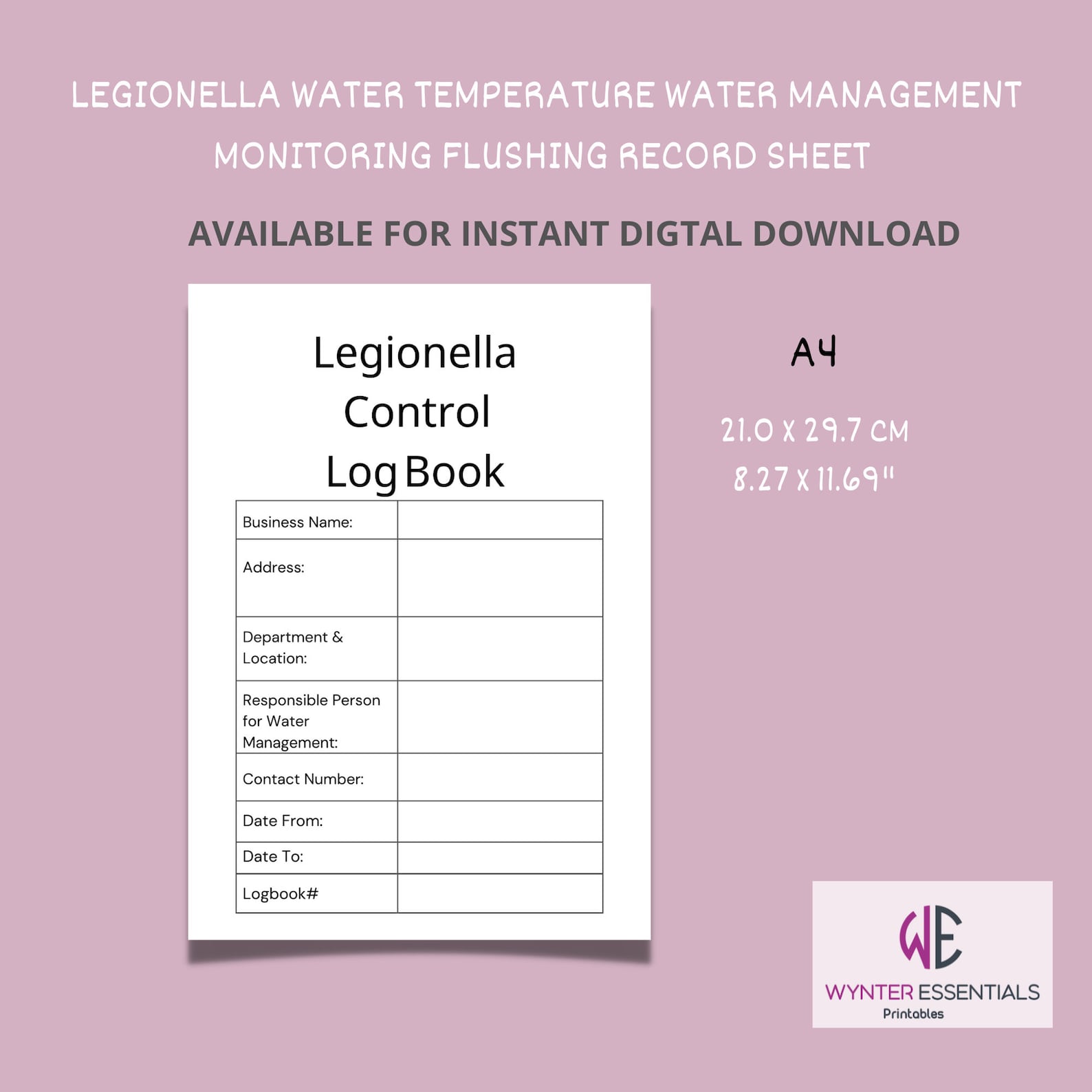 Legionella Control Log: Water Temperature Monitoring Sheet (editable ...