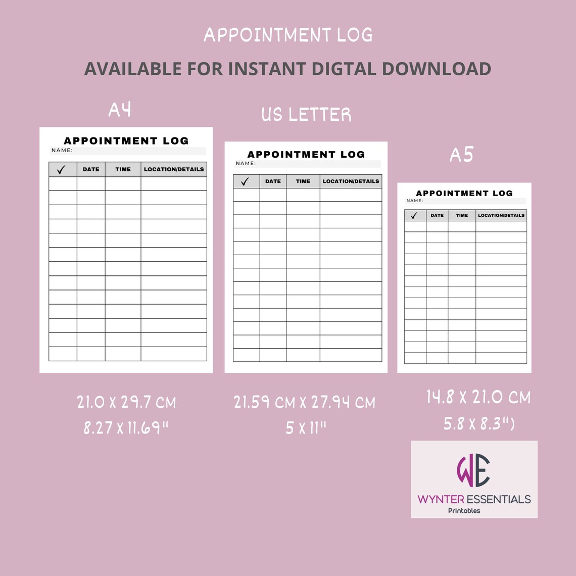 Appointment Log Printable Meeting Reminder Medical Appointment Log ...
