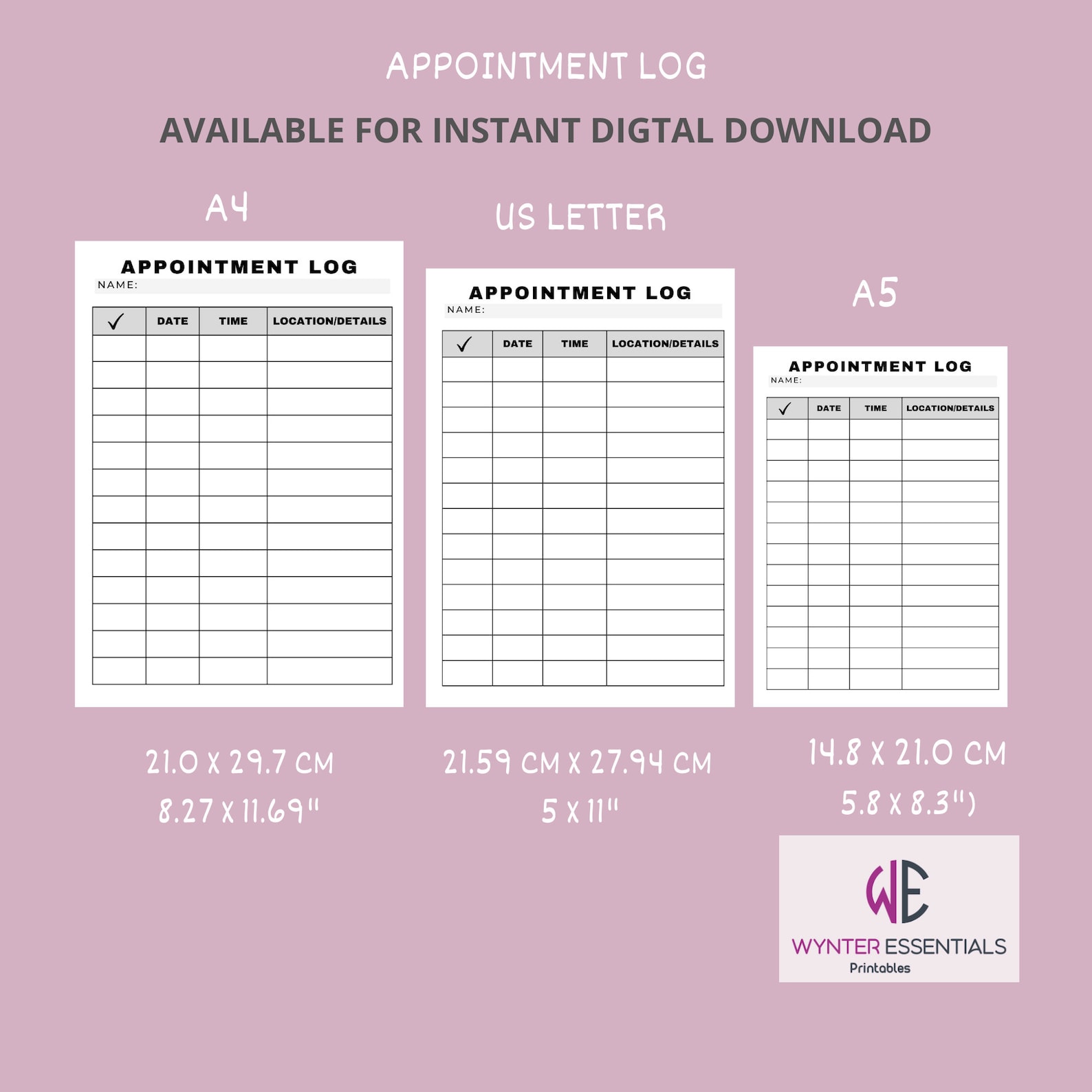 Appointment Log Printable Meeting Reminder Medical Appointment Log ...