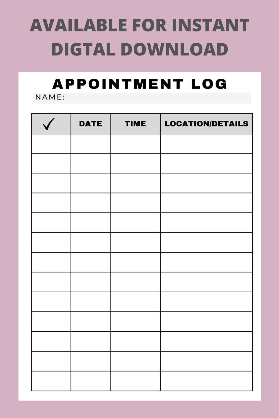 Appointment Log Printable Meeting Reminder Medical Appointment - Etsy
