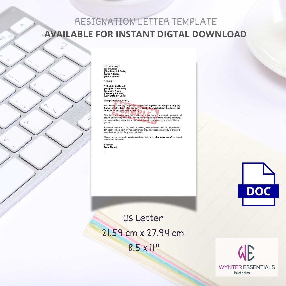 Printable Resignation Letter Samples, Easy Resignation Template, Job ...