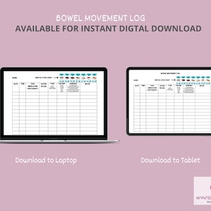 Bowel Movement Log Bowel Log Sheet IBS Tracker Food Sensitivity Bristol ...