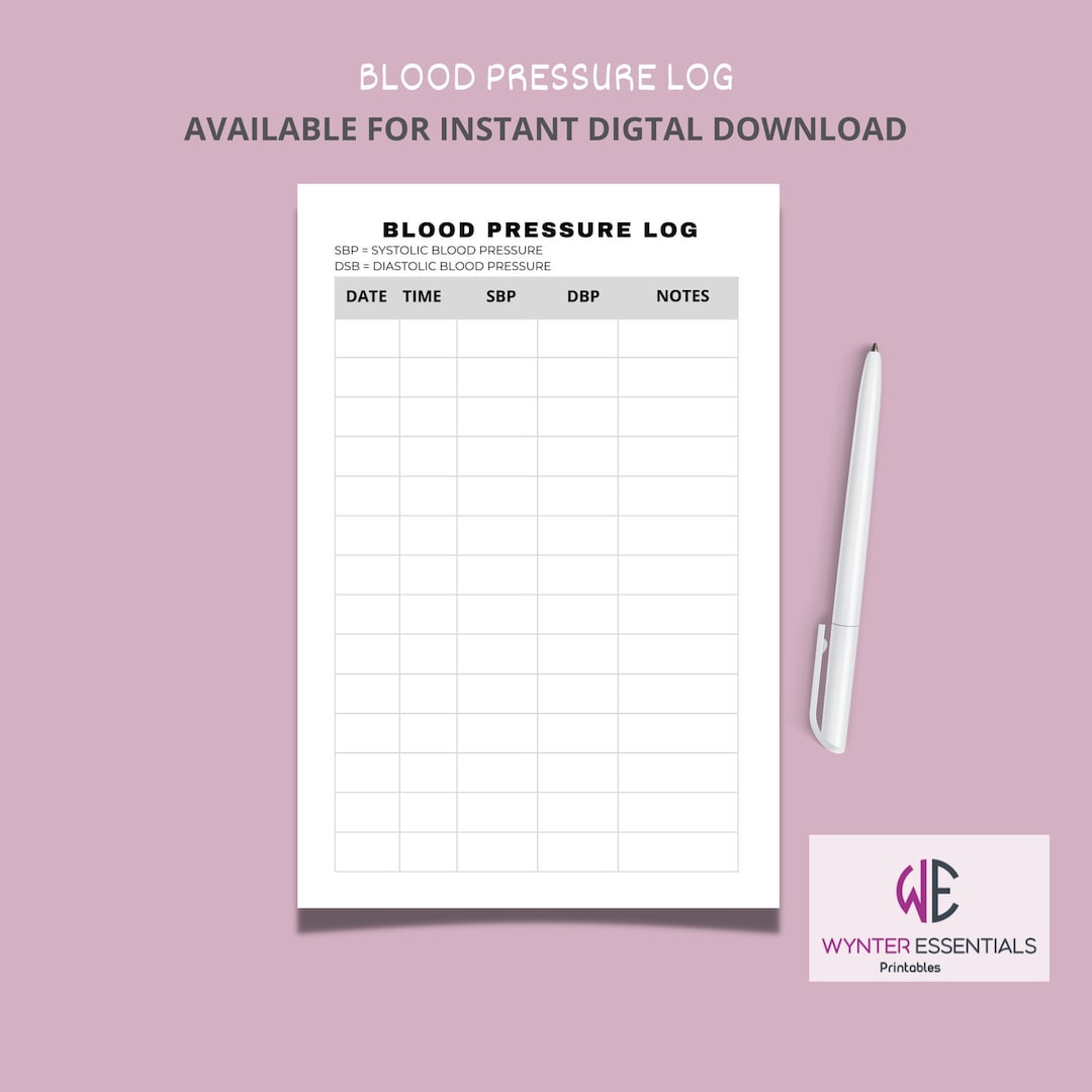 Blood Pressure Tracker Blood Pressure Log Sheet Template Hypertension ...