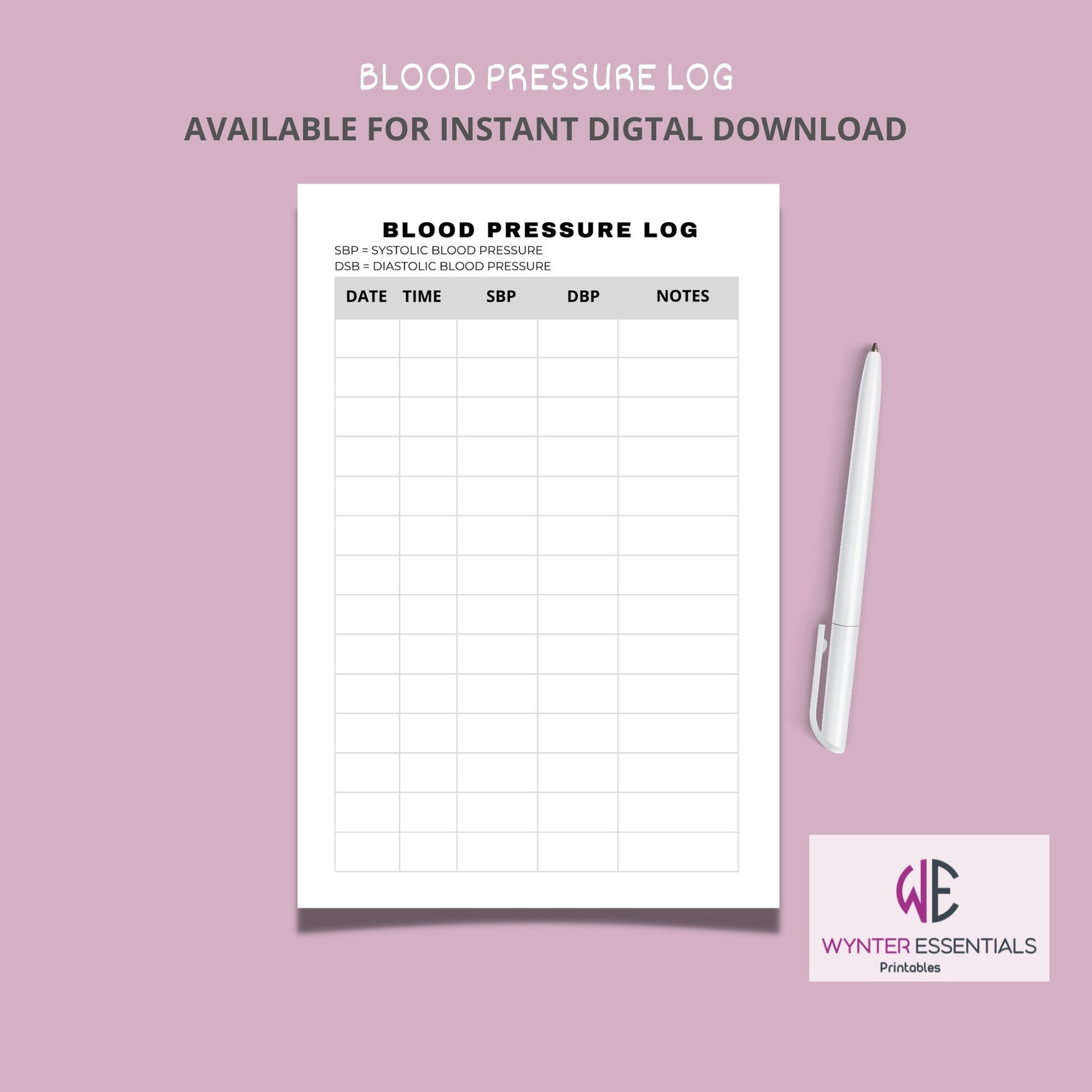 Blood Pressure Log Sheet, Hypertension Tracker (PDF Editable) - Etsy