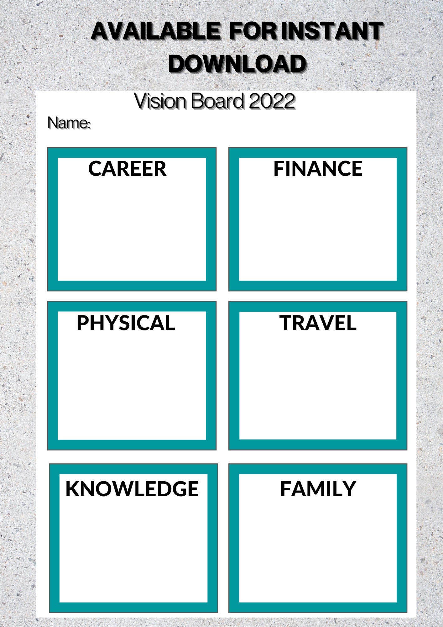 Vision Board Goal Planner Printable Dream Board Printable Template ...