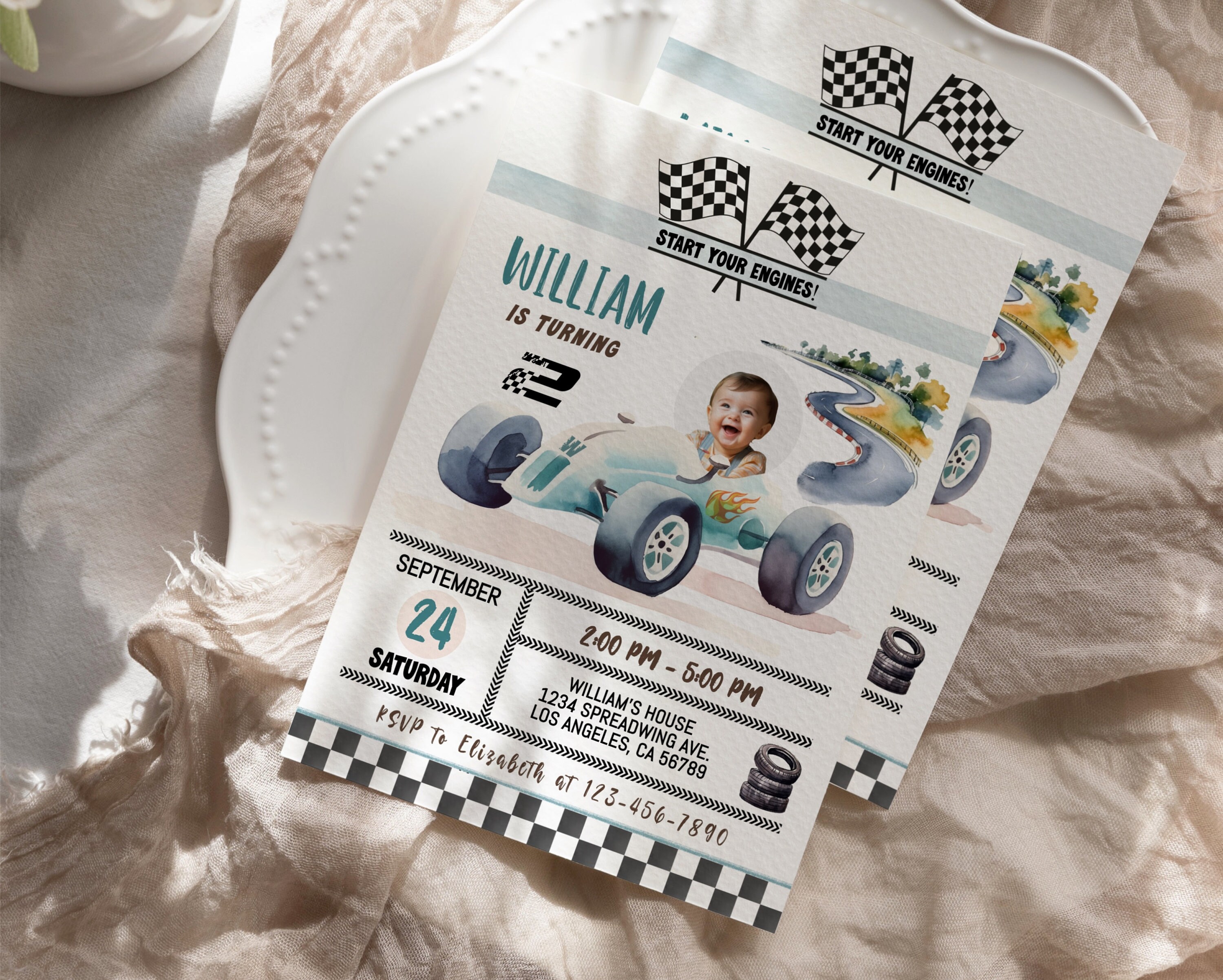 Editable Start Your Engines Race Car Birthday Invitation Template ...