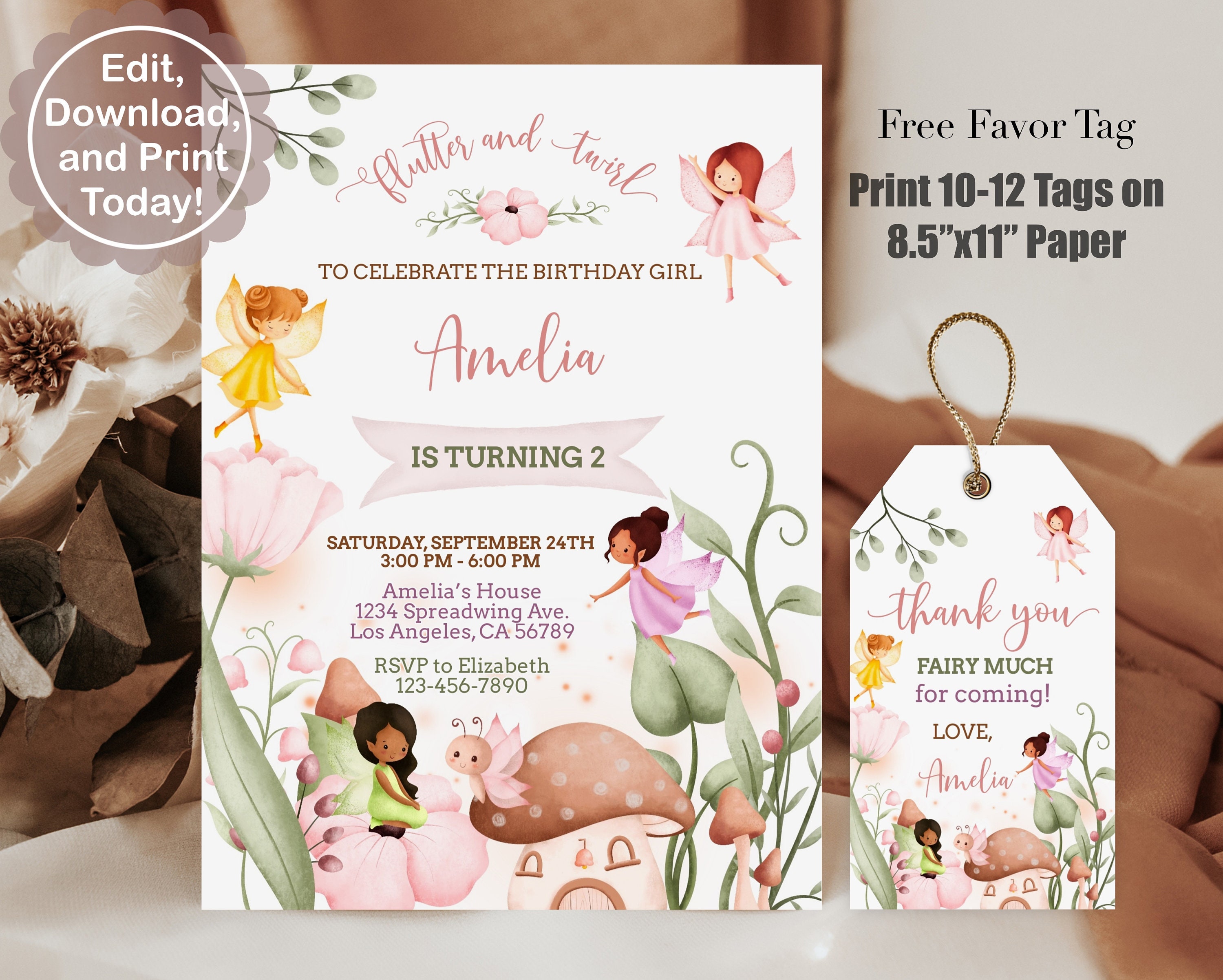 Editable Fairy Birthday Invitation Template, Magical Fairy Garden ...