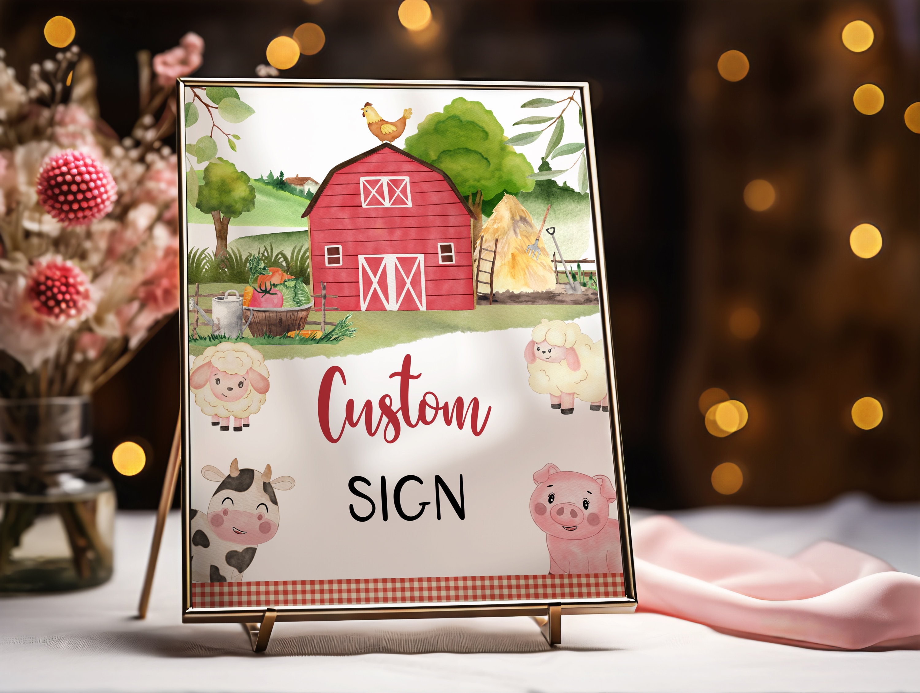 Editable Farm Birthday Welcome Sign Template, Barn Animals Custom Sign ...