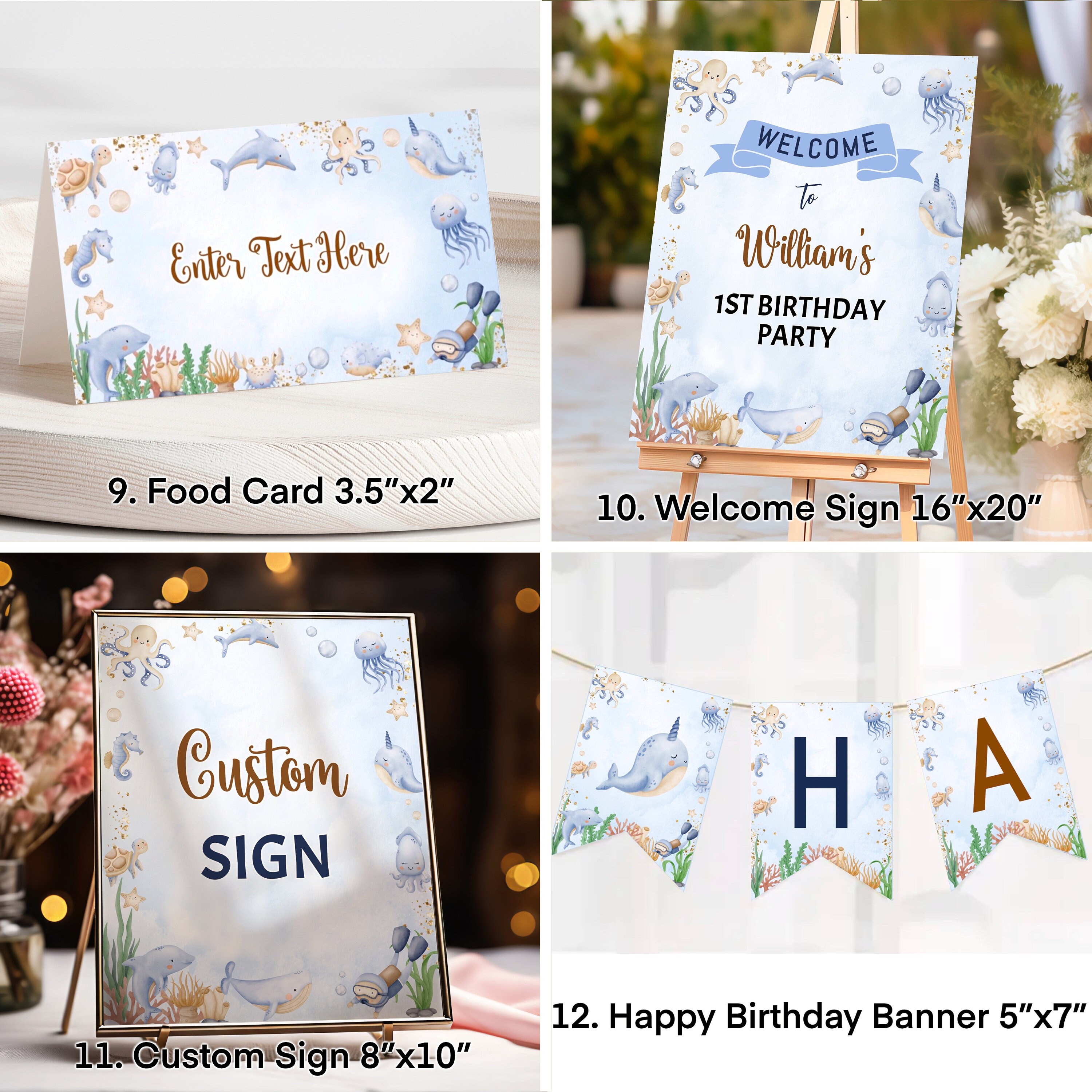 Editable Under the Sea Birthday Bundle Template, Oneder the Sea Party ...