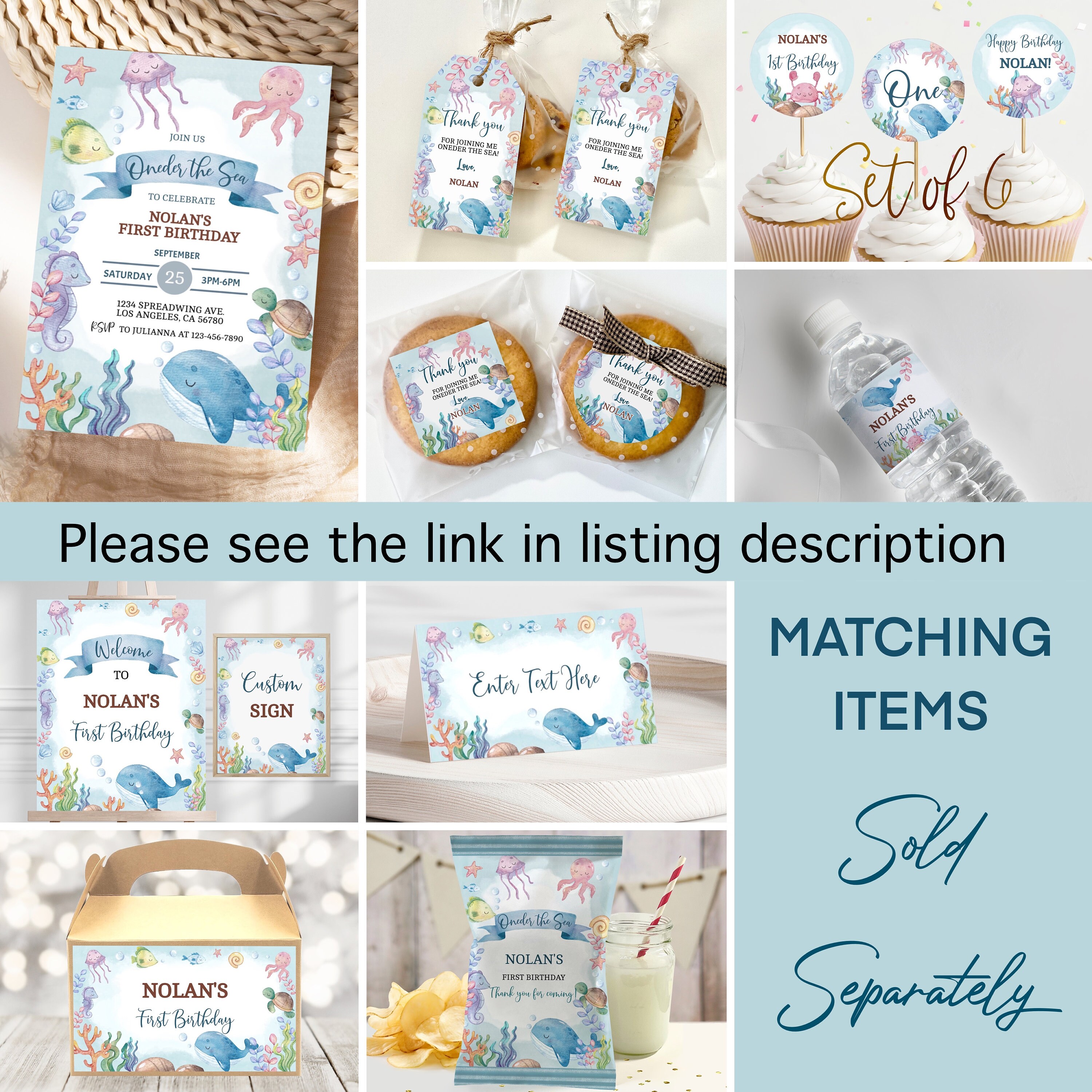 Editable Under the Sea Gable Box Label, Oneder the Sea Favor Box Label ...