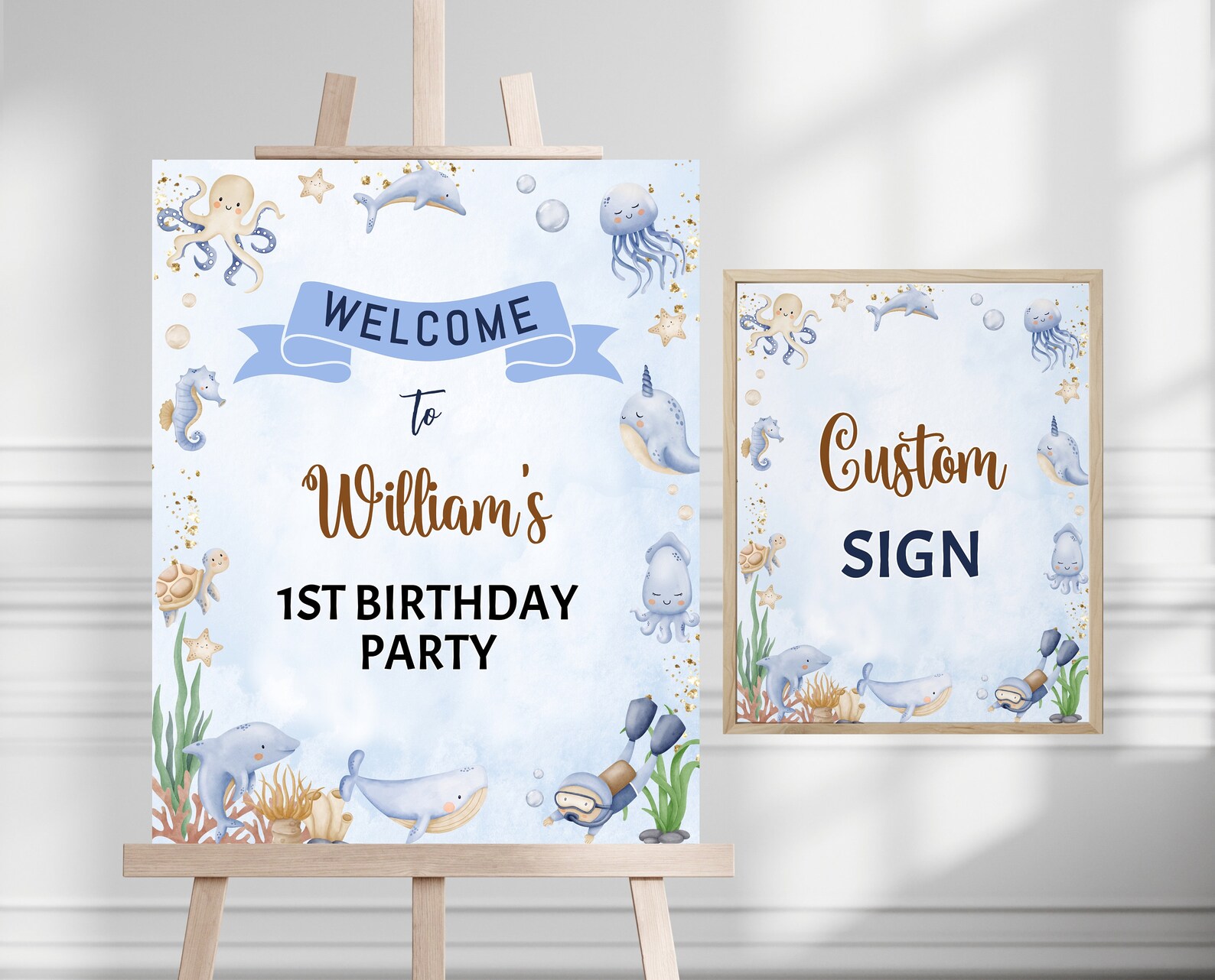 Editable Under the Sea Welcome Sign, Oneder the Sea Custom Sign, First ...
