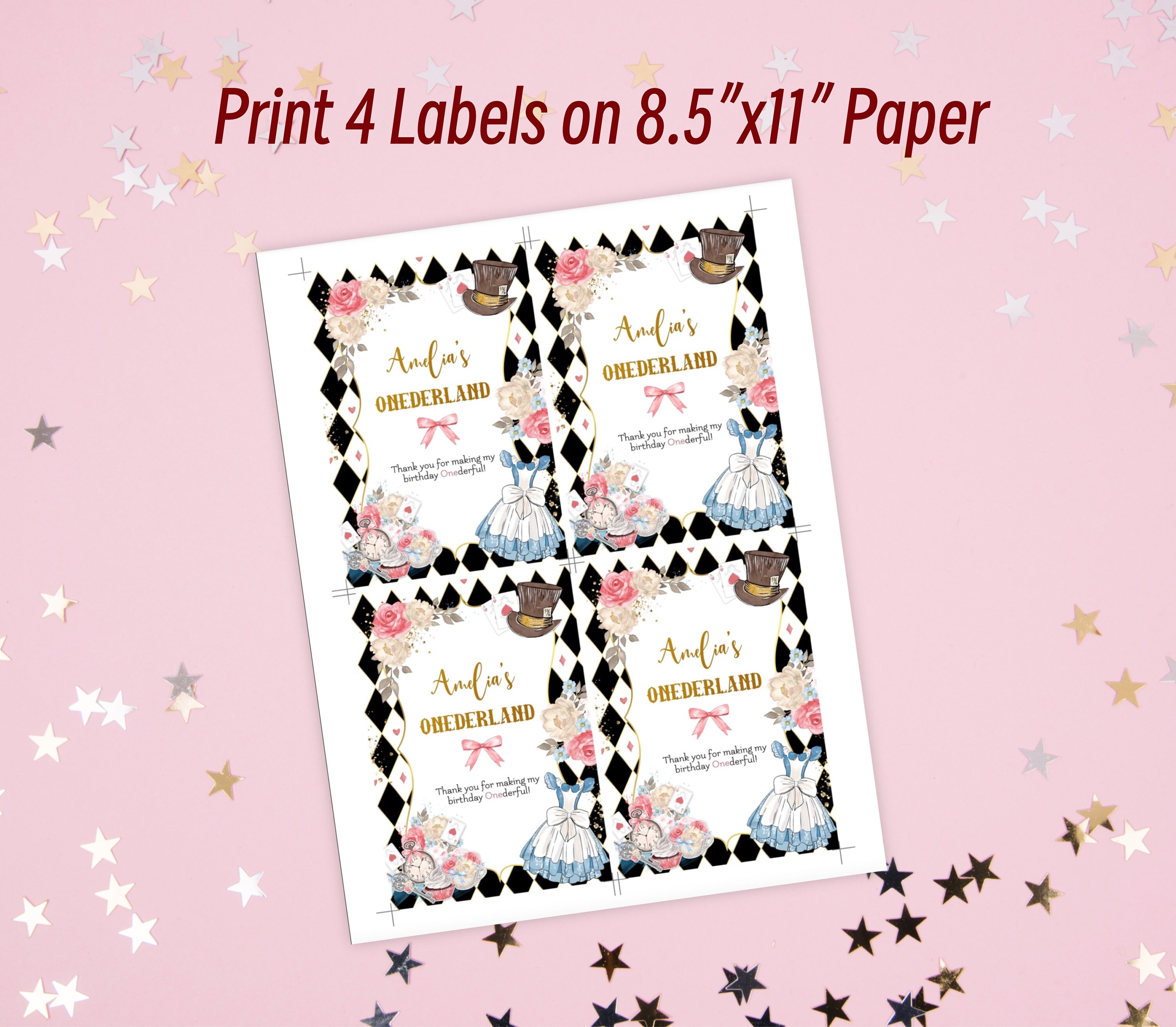 Editable Alice in Wonderland Capri Sun Sticker Label, Juice Pouch Party ...