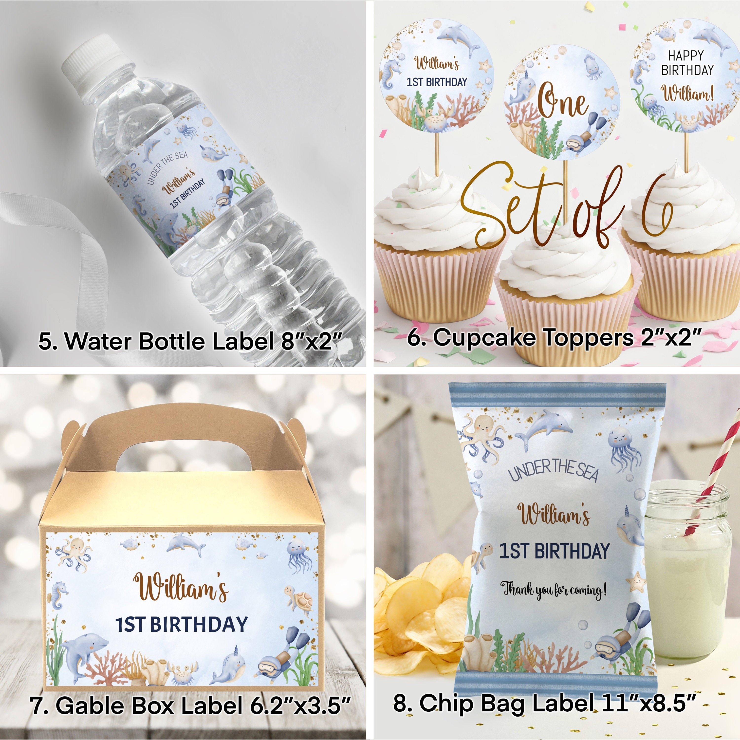 Editable Under the Sea Birthday Bundle Template, Oneder the Sea Party ...