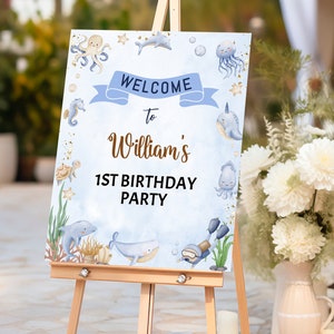 Editable Under the Sea Welcome Sign, Oneder the Sea Custom Sign, First ...