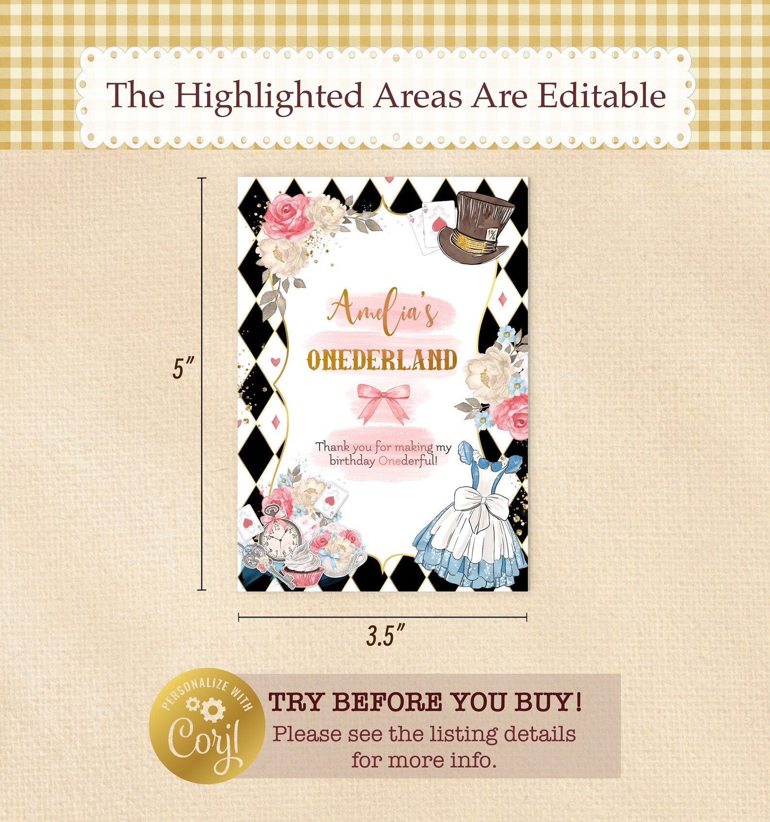 Editable Alice in Wonderland Capri Sun Sticker Label, Juice Pouch Party ...