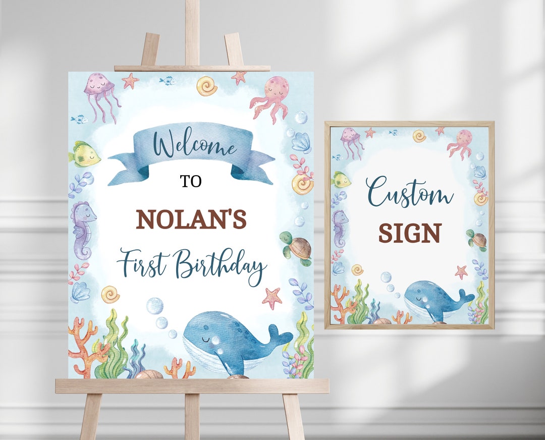 Editable Under the Sea Welcome Sign, Oneder the Sea Custom Sign, First ...