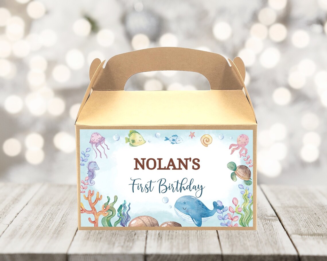 Editable Under the Sea Gable Box Label, Oneder the Sea Favor Box Label ...