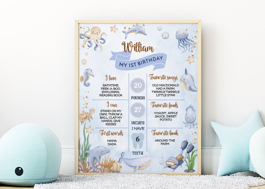Editable Under the Sea Milestone Sign Poster, Oneder the Sea First ...