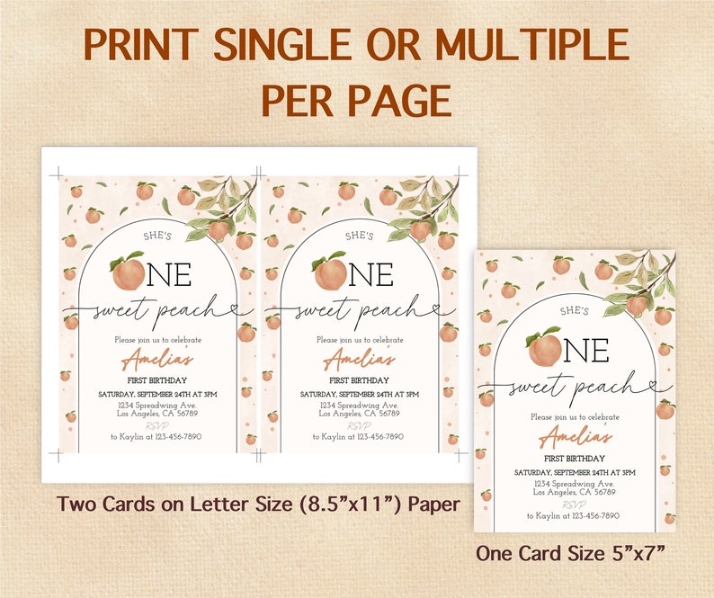 Editable Sweet Peach Invitation Template, One Sweet Peach First ...