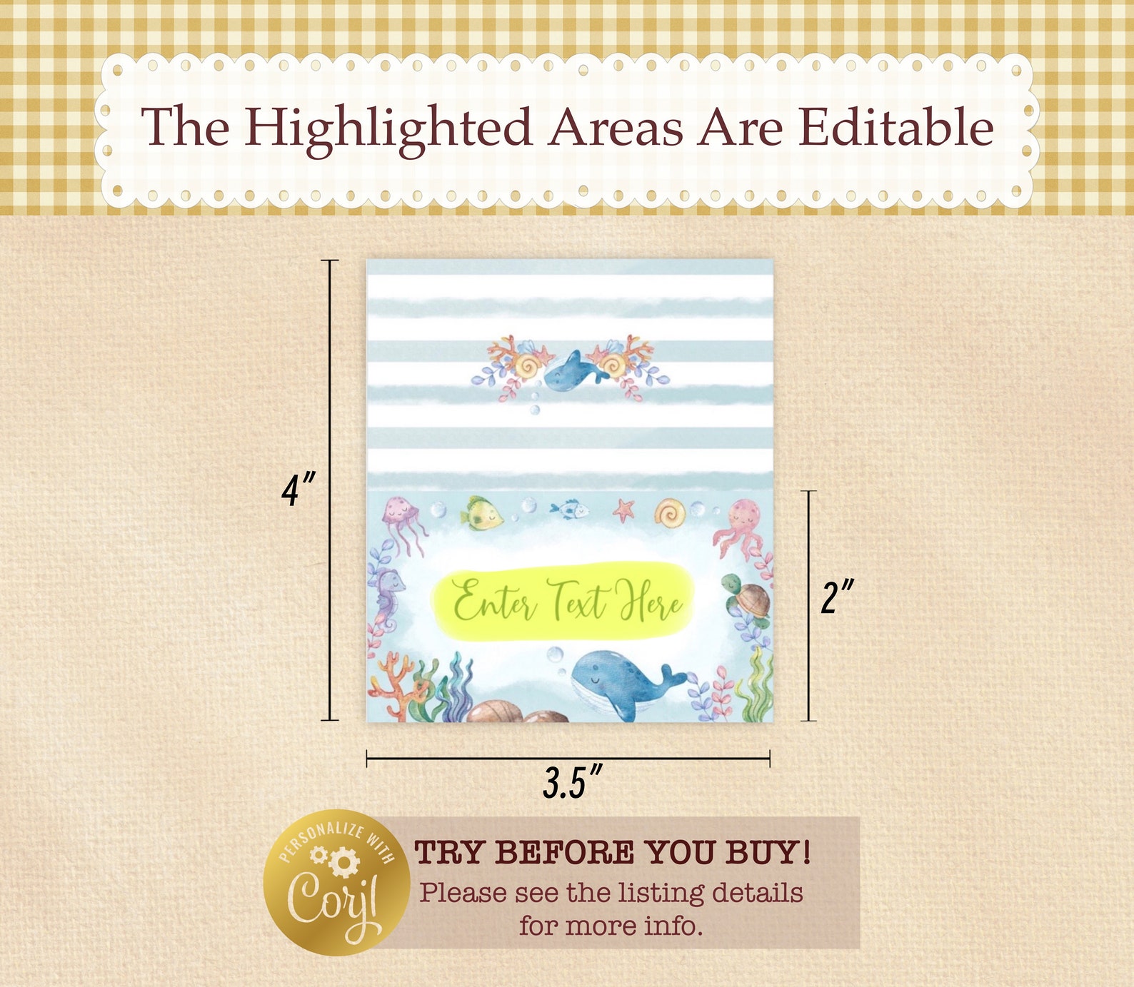 Editable Under the Sea Food Card, Food Tag Buffet Tent Card, Food Label ...