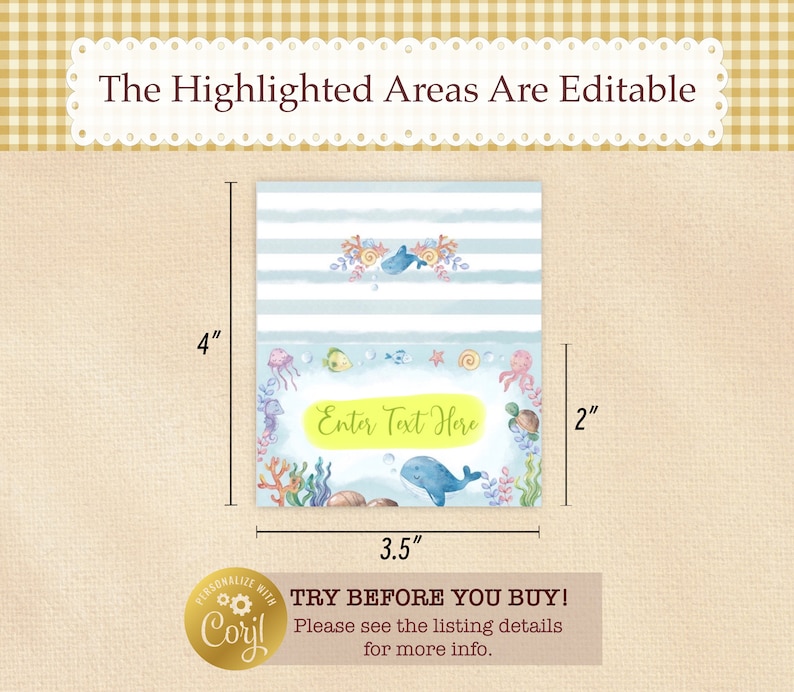 Editable Under the Sea Food Card, Food Tag Buffet Tent Card, Food Label ...