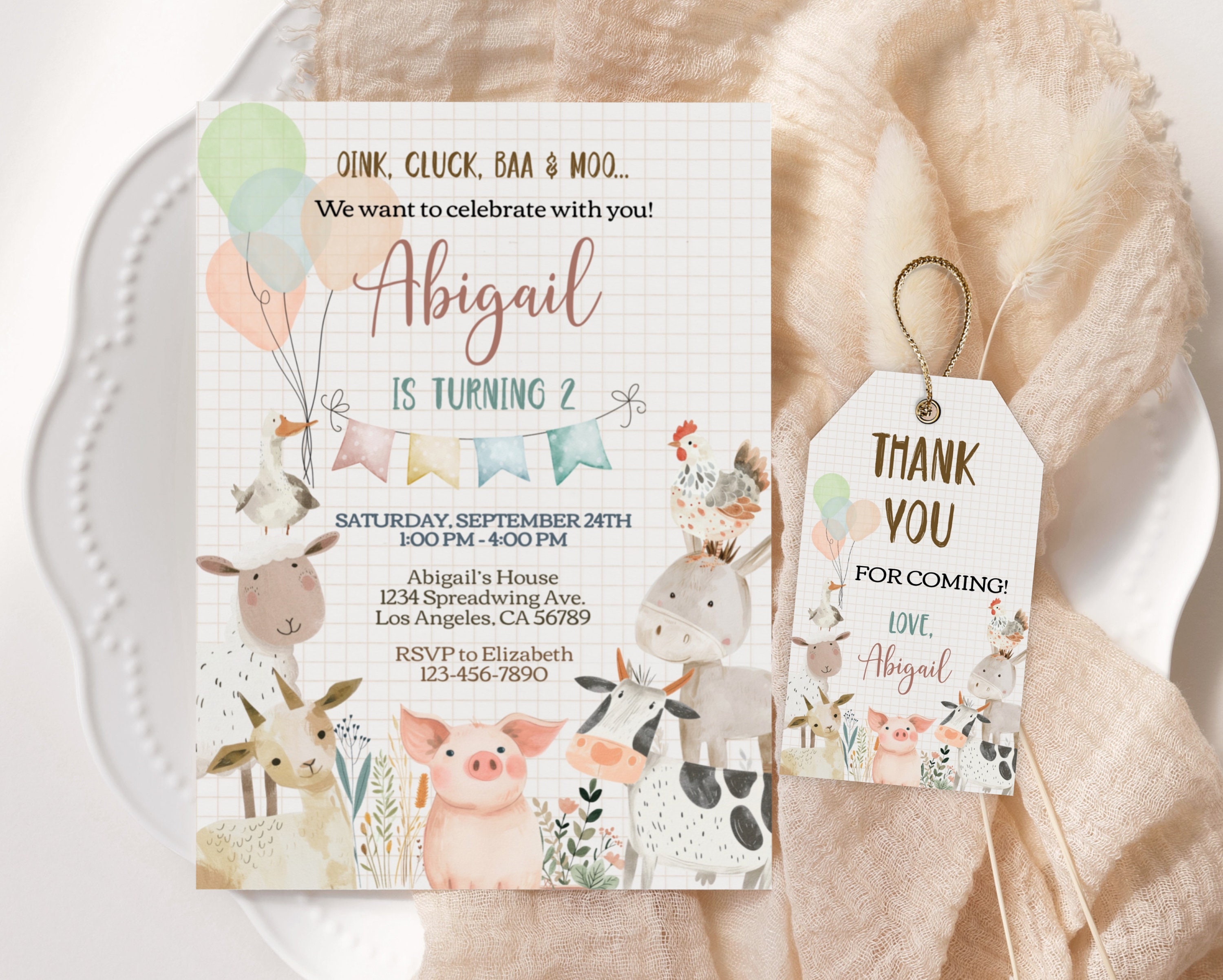 Editable Farm Animals Invitation Template, Barn Animals Party Invite ...